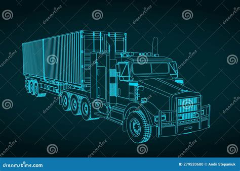 Container Tractor Trailer Truck Stock Vector Illustration Of Business Industry 279520680