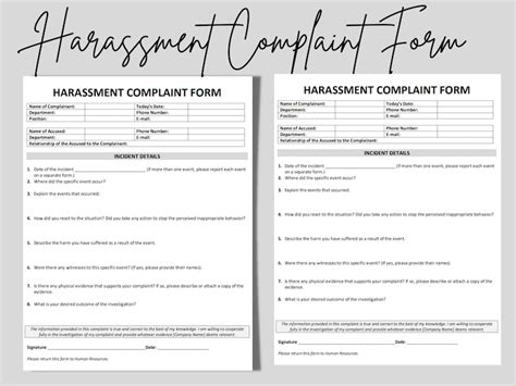 Harassment Complaint Form Ms Editable Word Template Etsy