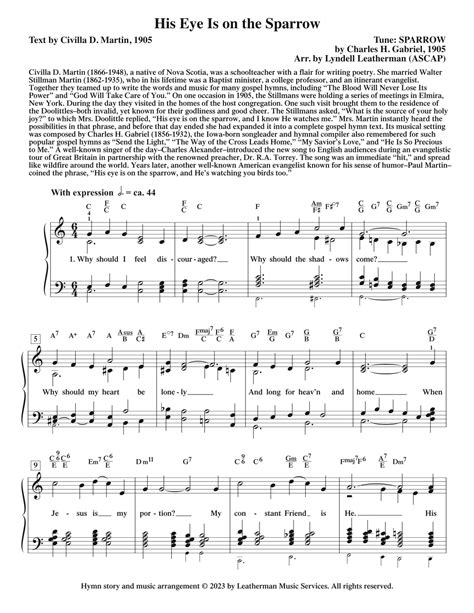 His Eye Is On The Sparrow Arr Lyndell Leatherman Sheet Music The