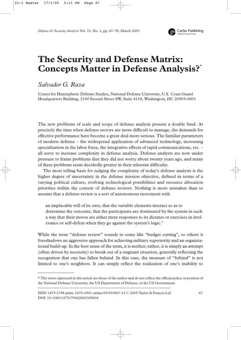 Pdf The Security And Defense Matrix Concepts Matter In Defense Analysis