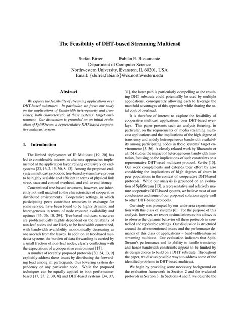 Pdf The Feasibility Of Dht Based Streaming Multicast