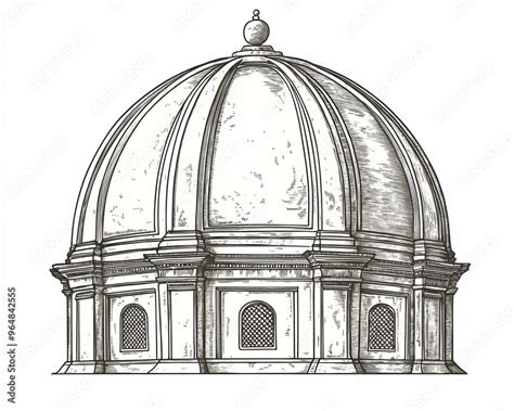 Vintage Engraving Style Illustration Of A Spherical Cap Segment Formed By Intersecting A Sphere