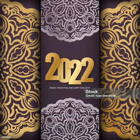 인사말 카드 템플릿 2022 럭셔리 골드 장식과 새해 복 많이 받으신 부르고뉴 색상 12월 31일에 대한 스톡 벡터 아트 및 기타 이미지 12월 31일 2021년