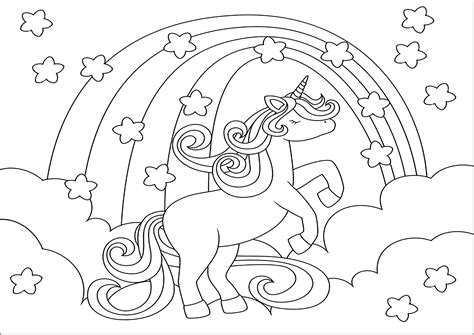 Unicórnio E Arco íris Páginas De Unicórnios Para Colorir Para Crianças