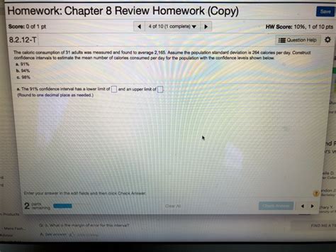 Solved Homework Chapter 8 Review Homework Copy Score 0