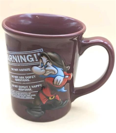 Disney Grumpy Large 3d Mug Warning Seven Dwarfs Snow White Dark Red