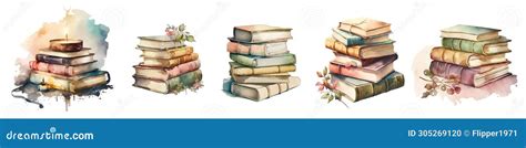Stack Of Old Books Ancient Magical Manuscripts Stock Illustration