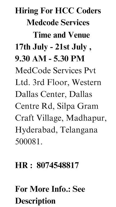 Hiring For Hcc Coders Medcode Services Youtube