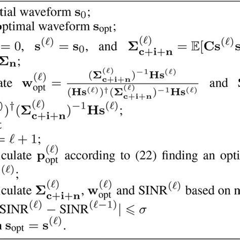 Algorithm 2 Algorithm For Optimal Waveform Design In The Case Of The Download Scientific