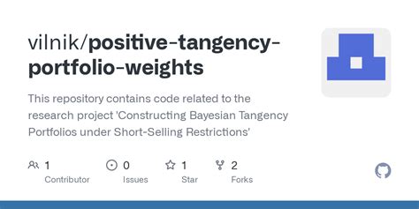 Github Vilnikpositive Tangency Portfolio Weights This Repository