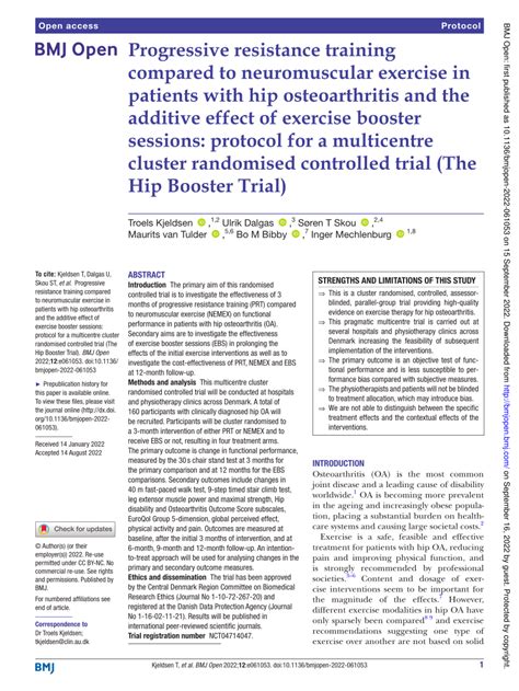Pdf Progressive Resistance Training Compared To Neuromuscular Exercise In Patients With Hip