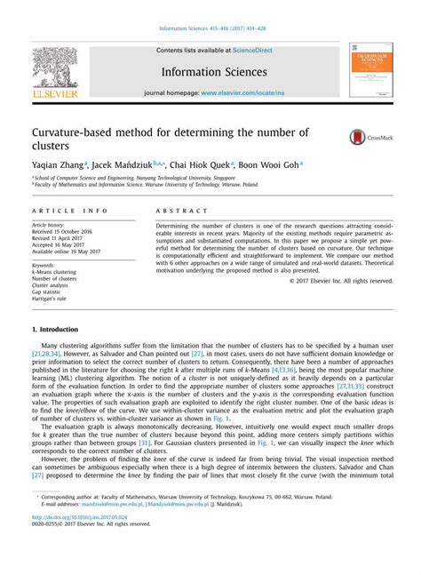 pdf curvature based method for determining the number of clusters