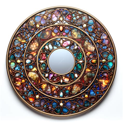 Premium Photo Stained Glass Window With Round Frame On White Background