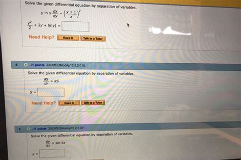 solved solve the given differential equation by separation