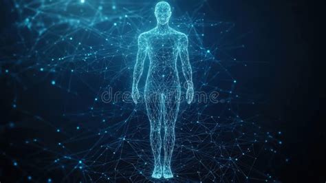 Polygonal Futuristic Mesh With Human Body Model Artificial Intelligence Connection Technology