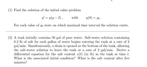 solved 1 find the solution of the initial value problem