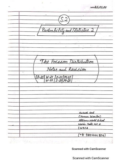 S2 The Poisson Distribution Notes And Revision Pdf