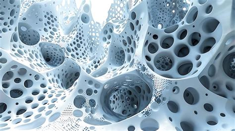 Abstract Organic Structure Futuristic 3d Rendering Of A Porous Surface Resembling A Sponge Or