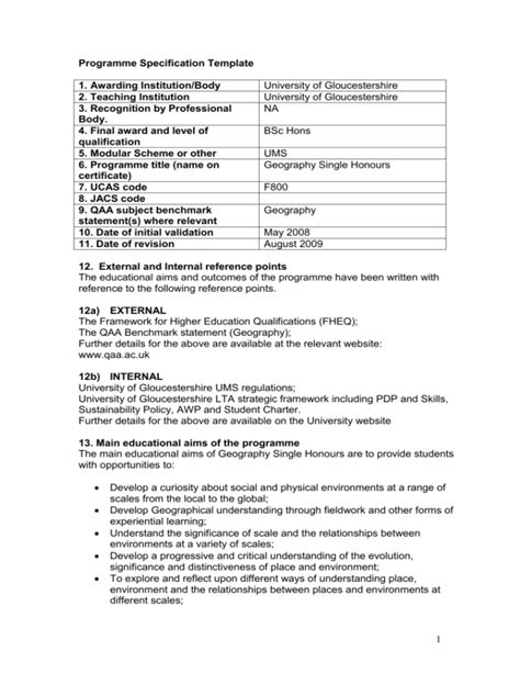 Programme Specification Template