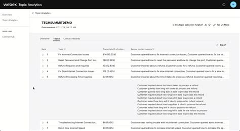 Topic Analytics Lab 2353 Webex Contact Center Lab Data Insights