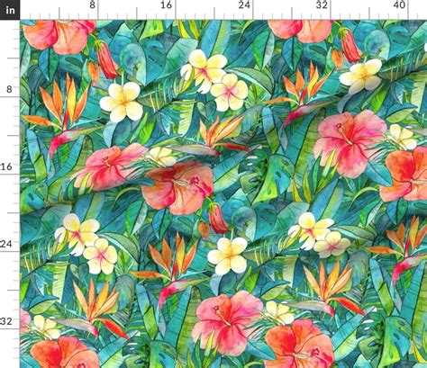 Tropical Flowers Garden Watercolors Extra Large Floral Jungle