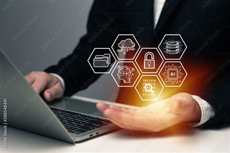 Businessman Showing Ai Tech Concept Using Laptop With Cloud Computing