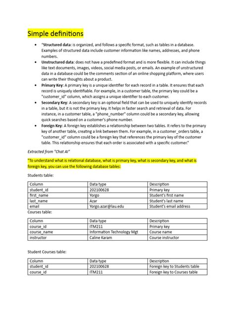 simple definitions database pdf