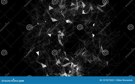 Abstract Beautiful Geometric Background With Moving Lines Dots And