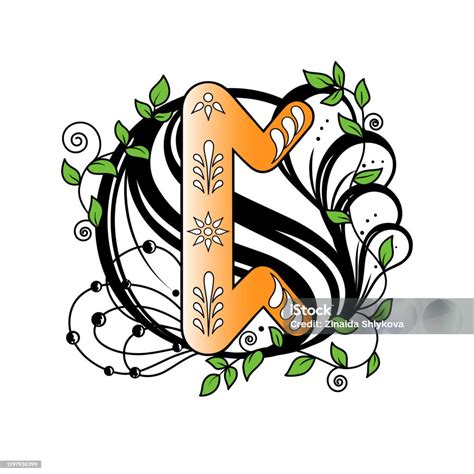 행운 행복과 사랑의 상징을 묘사 하는 고대 바이킹 기호 흑백 룬 문신 치유와 건강의 룬과 배경에 꽃 패턴 룬에 대한 스톡 벡터 아트 및 기타 이미지 Istock