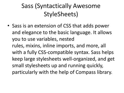 Sass And Compass Short Presentation Pptx