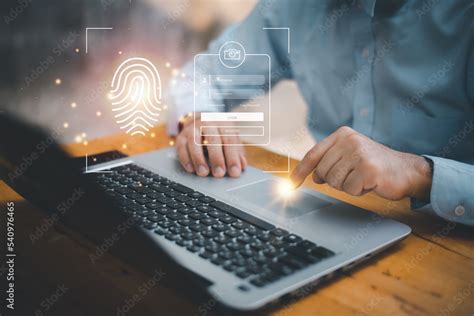cyber security concepts login user fingerprint secure and encrypted
