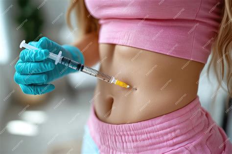 Closeup Of Woman Injecting Insulin Or Semaglutide Into Abdomen For