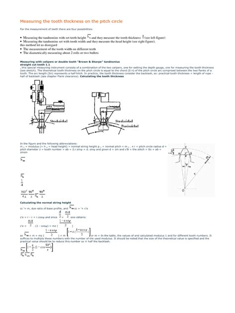 Measuring The Tooth Thickness On The Pitch Circle Pdf Gear
