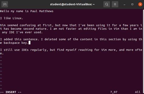 insert mode edit file linux introduction