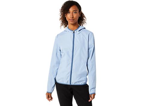 Womens Packable Jacket Mist Storm Blue Jackets And Outerwear Asics