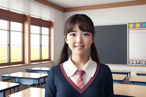 Premium Ai Image Portrait Of Cute Student Girl In School Classroom