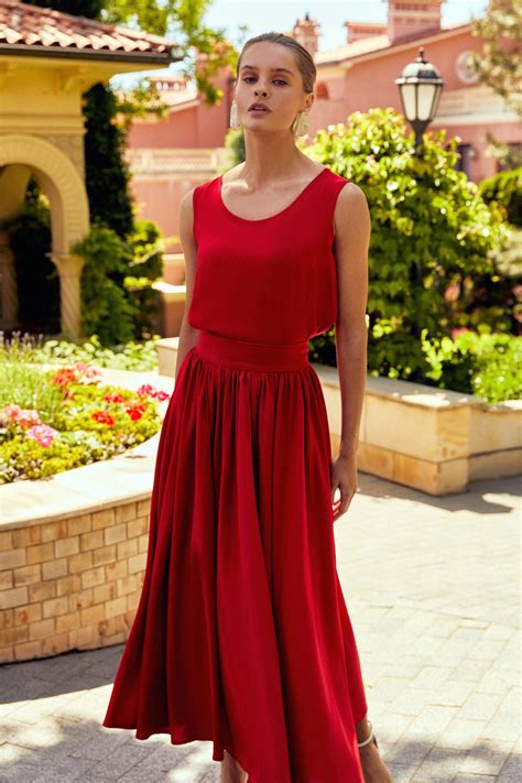 Купити Майка штапель червона майка колір червоний матеріал штапель стиль повсякденний