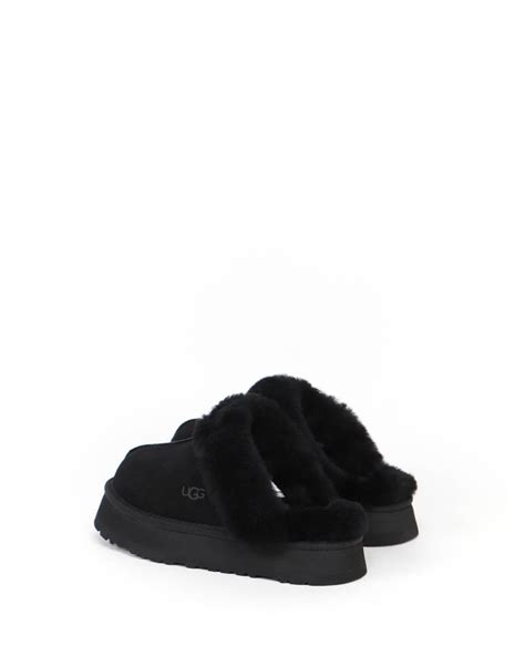 Ugg Disquette Logo Embossed Platform Slippers In Black Lyst