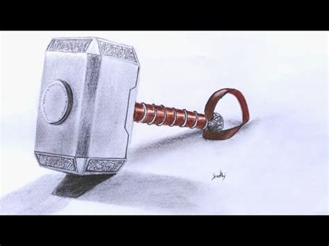 How To Draw Thors Hammer 3d Drawing Youtube