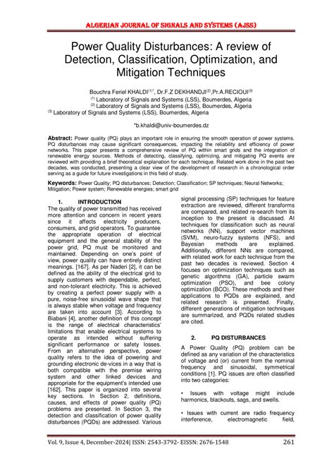 pdf power quality disturbances a review of detection classification