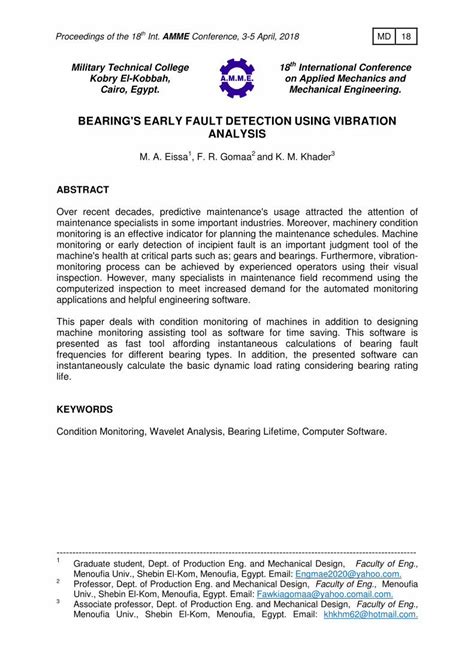 pdf bearing s early fault detection using vibration …frequency levels