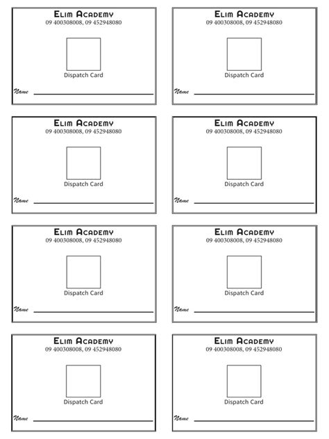 Elim Academy Dispatch Card Pdf Business Technology And Engineering