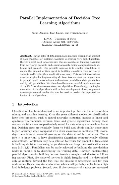 Pdf Parallel Implementation Of Decision Tree Learning Algorithms