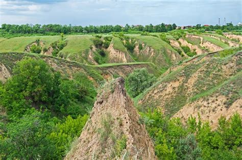 A Gully Erosion Of Agricultural Land Stock Image Image Of Canyon