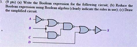 solved write the boolean expression for the following circuit reduce