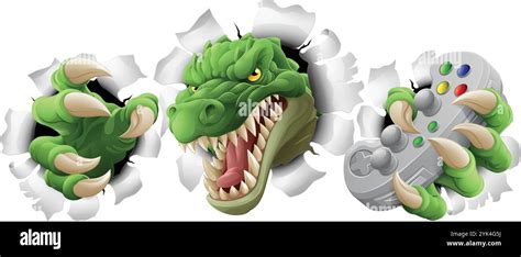 Crocodile Dinosaur Alligator Gamer Gaming Mascot Stock Vector Image