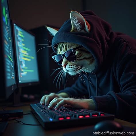 Cat Cyber Hacker Stable Diffusion Online