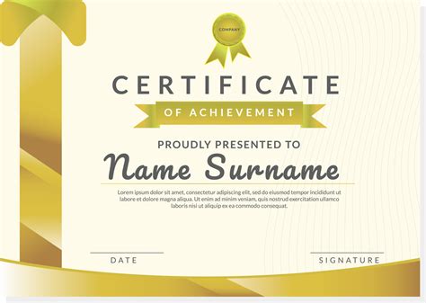 A4 Size Certificate Template With Gold Color Shape Suitable For Office