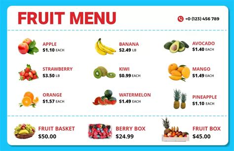 Fruit Menu Templates Customize And Download Free