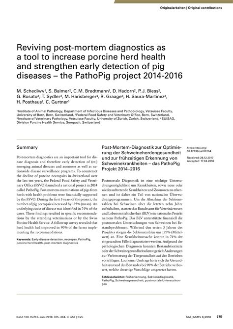Pdf Reviving Post Mortem Diagnostics As A Tool To Increase Porcine